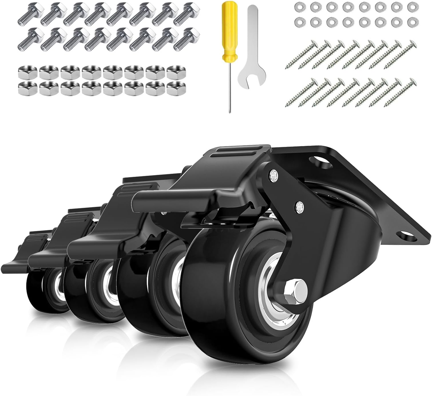 6 Inch Caster Wheels, Casters Set of 4 Heavy Duty - Swivel Casters with ...