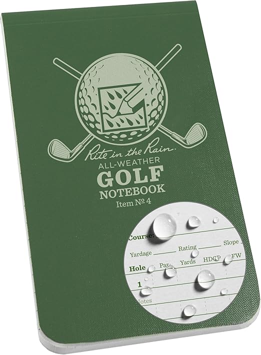 Rite in the Rain All Weather Golf Notebook, 3.5" x 6", Green Field Flex ...