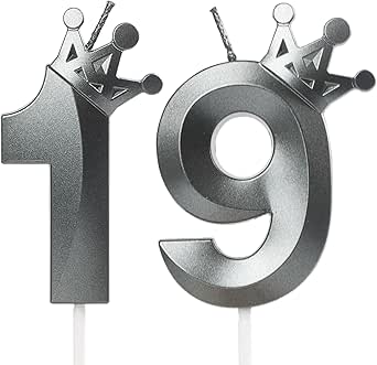 Amazon.com: 19th Birthday Candles for Cake, Number 19 Black Candles ...