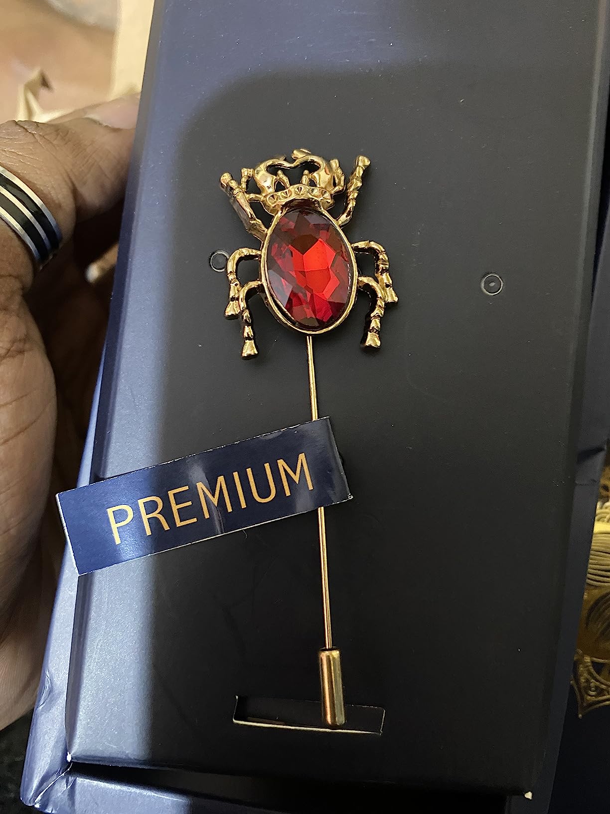 Buy Peluche Sparkly Bug - Golden & Red Colored Brooch/Lapel Pin for Men ...