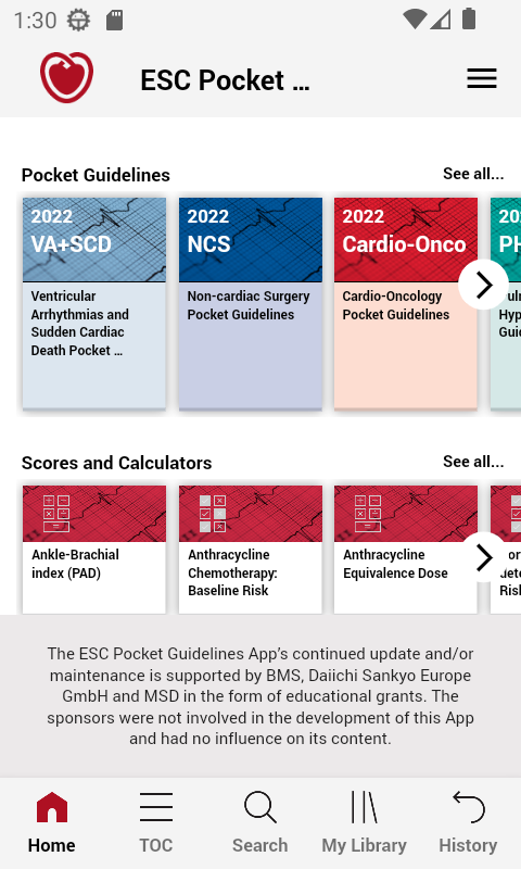 Aplicación ESC Pocket Guidelines en Amazon Appstore