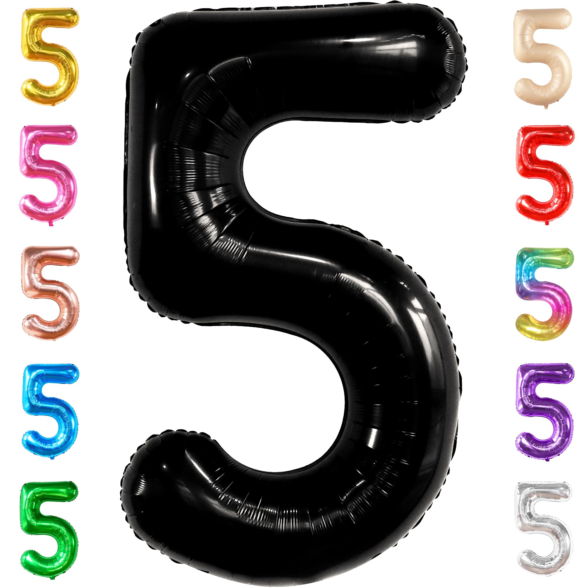 Snapklik.com : Black Number 5 Balloon Foil - Giant, 40 Inch 5 Birthday ...