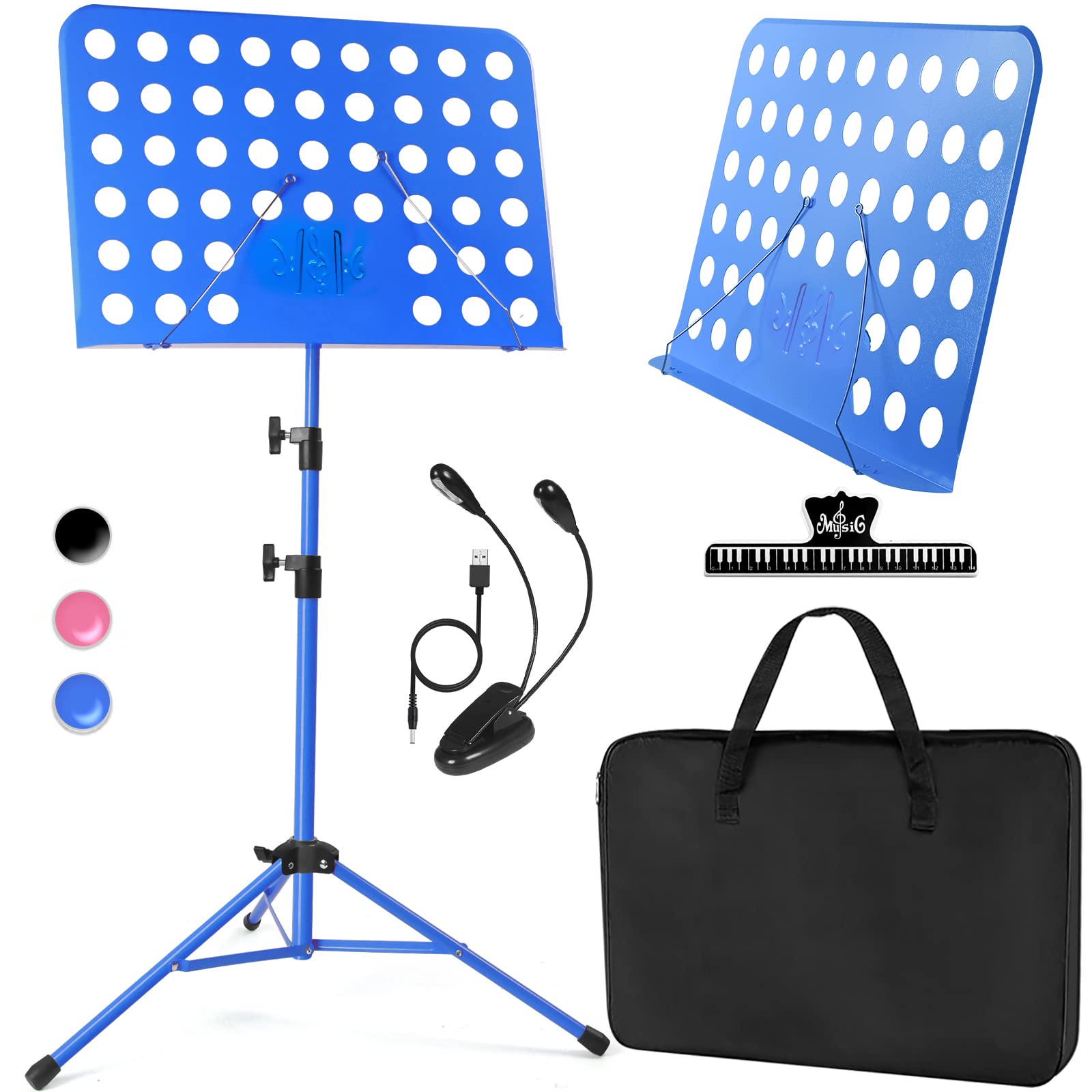 Amazon.com: lotmusic Blue Music Stand, Portable Music Sheet Stand ...