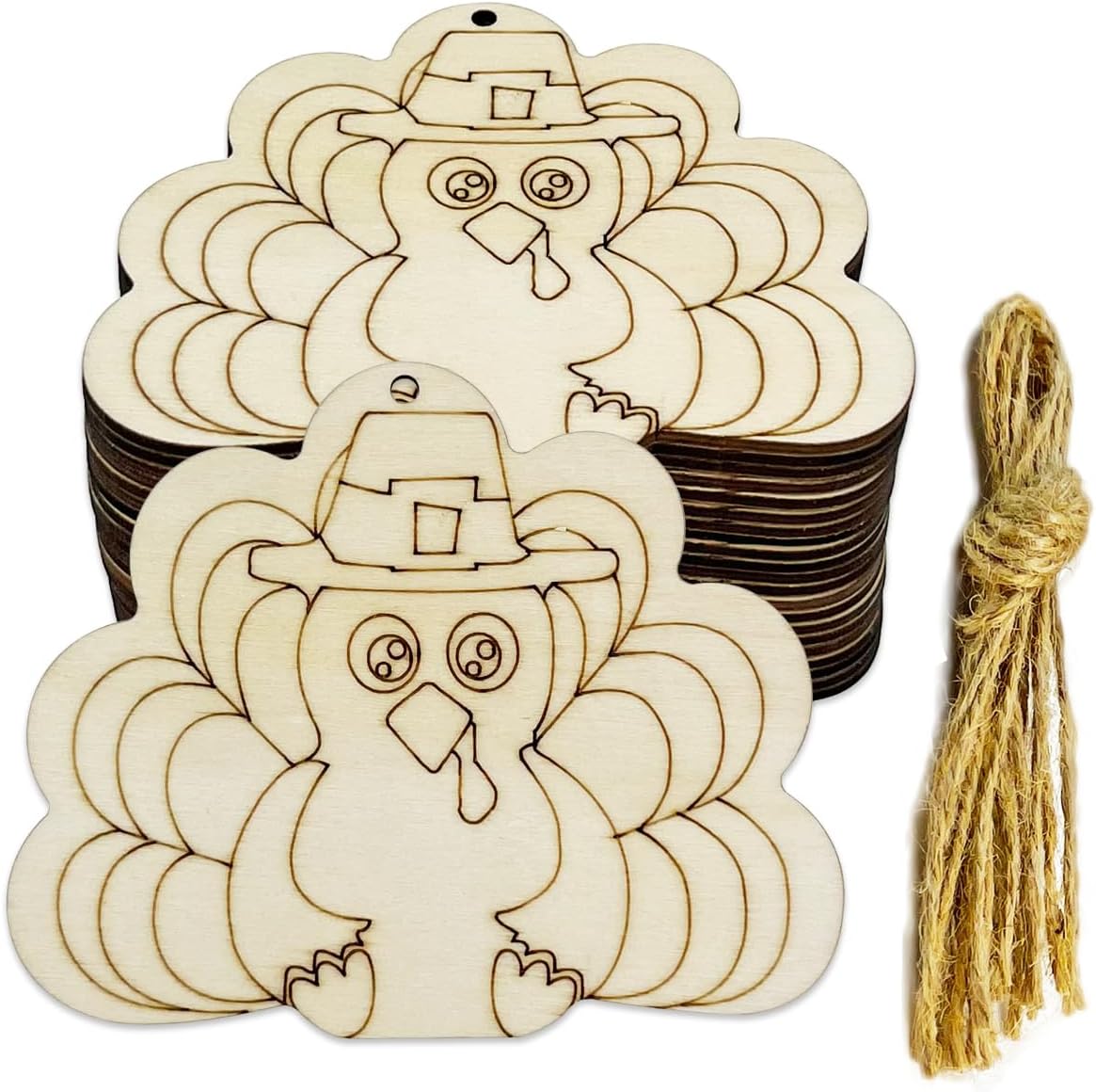 Amazon.com: 30 Pcs 4 Inch Wood Turkey Cutouts Unfinished Wooden ...