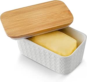 Amazon.com | Hasense Large Butter Dish with Lid for Countertop - Farmhouse Ceramic Butter ...