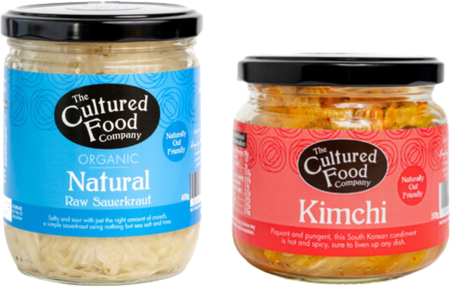 The Cultured Food Company Natural Sauerkraut (400g) & Kimchi (300g ...