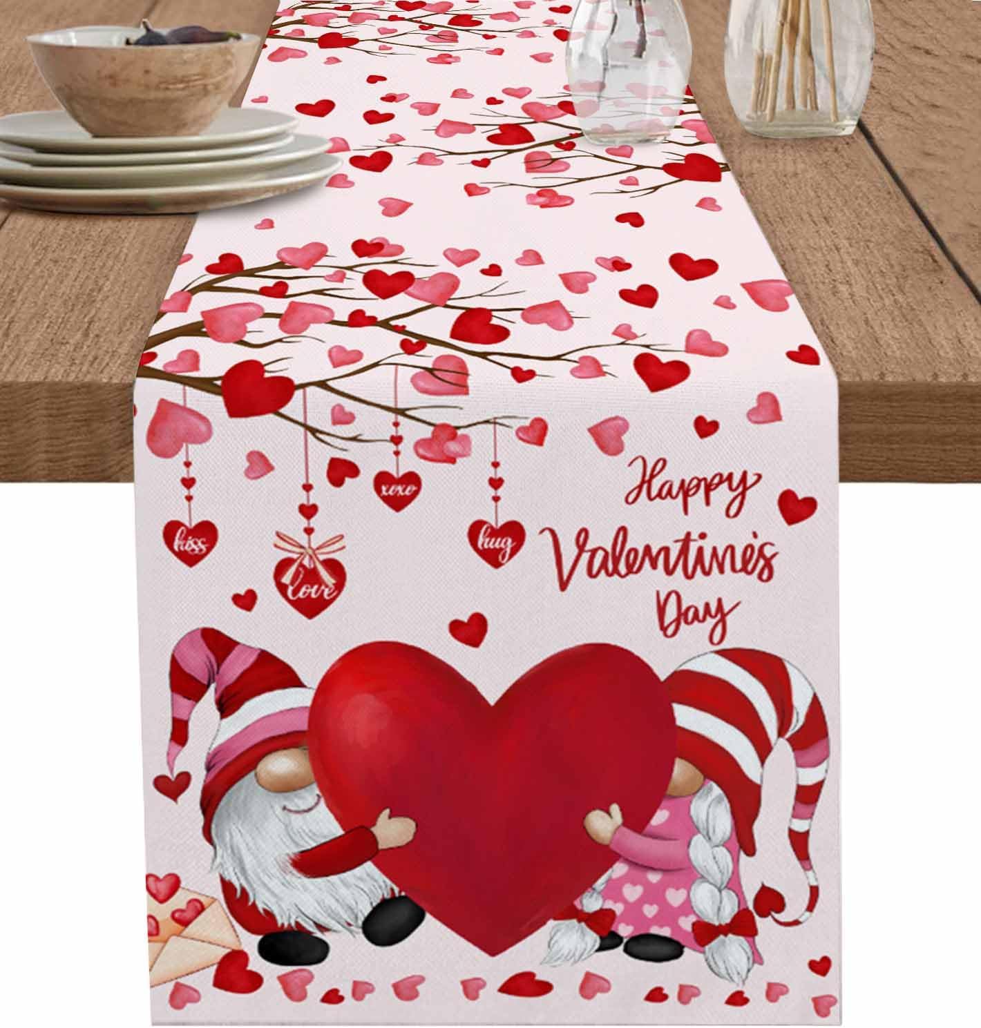Amazon.com: Happy Valentine's Day Cotton Linen Table Runner Dresser ...