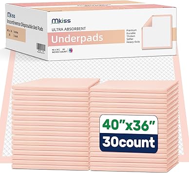 Amazon.com: MKISS Extra Large Bed Pads 40" x 36"(30 Count), Disposable ...
