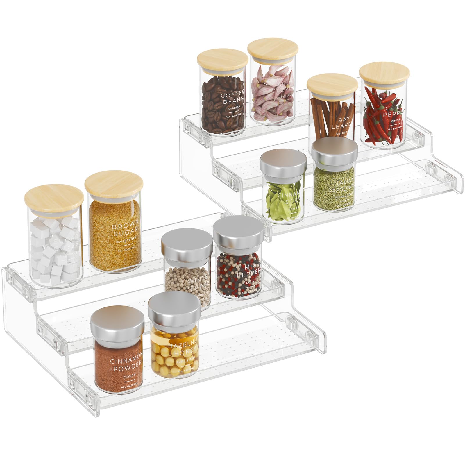 Lifewit Plastic 3-Tier Spice Rack, Clear Spice Organization for Cabinet ...