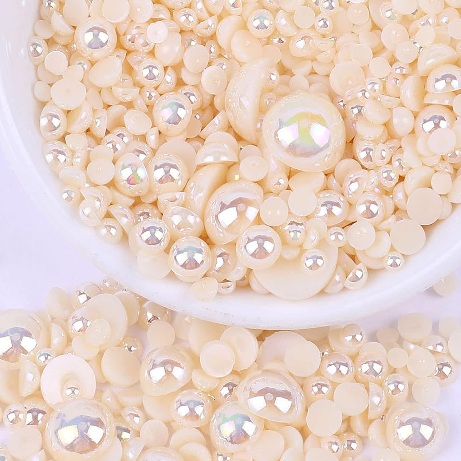 Amazon.com: Flatback Pearls for Crafts, 50g Ivory Yellow AB Color Half ...