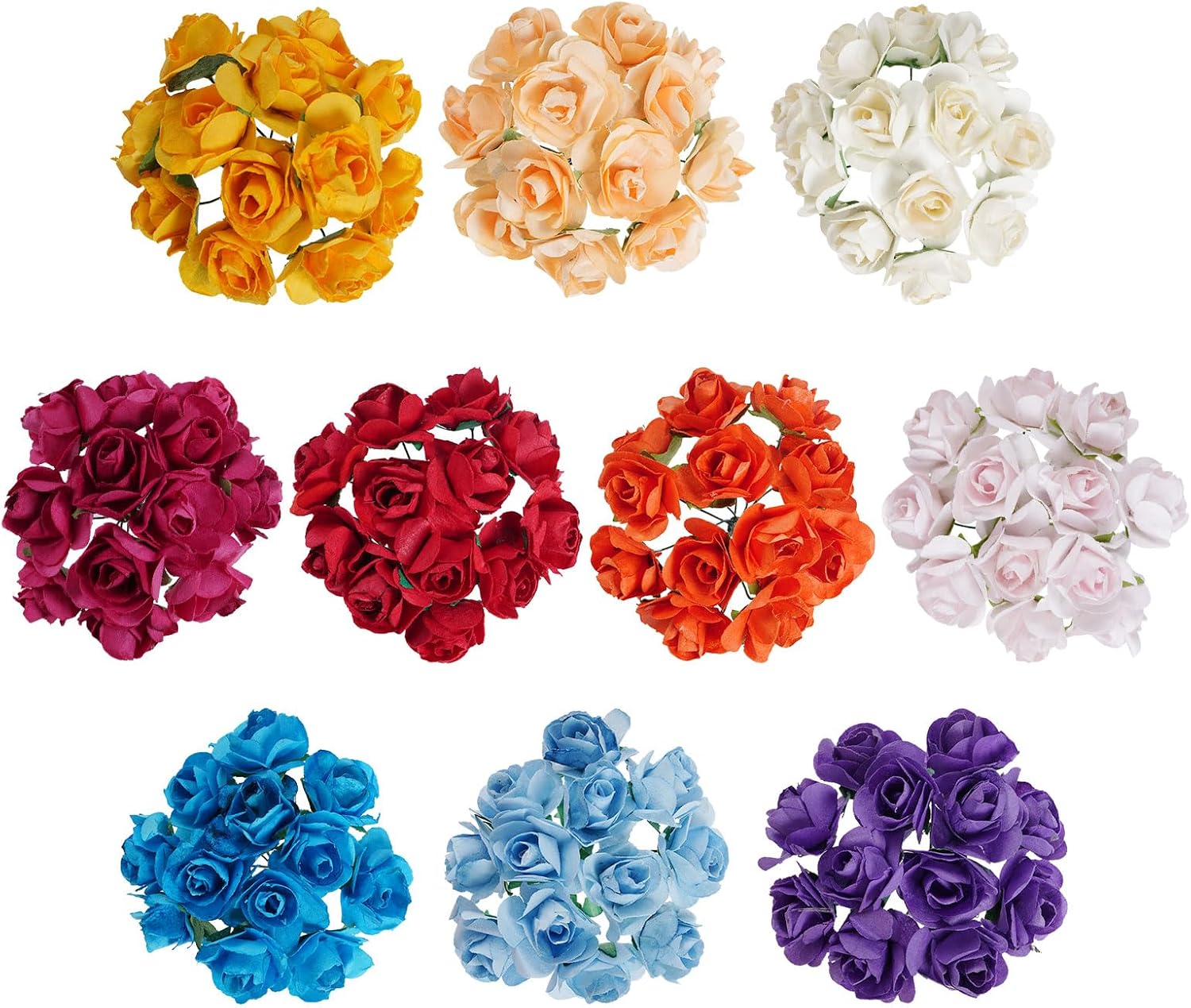 Amazon.com: Haakong 120Pcs Artificial Paper Rose Mini Rose Flower Mini ...