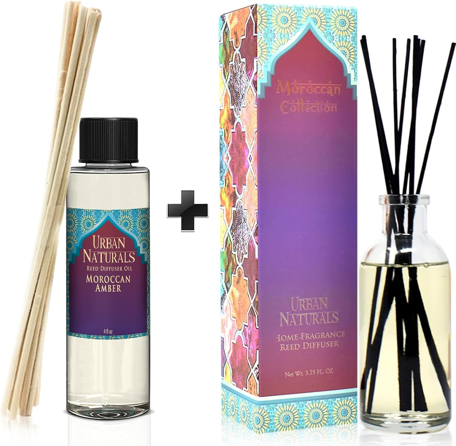 Amazon.com: Urban Naturals Moroccan Amber Reed Diffuser Refill, 4 oz, Bundle with Moroccan Amber ...
