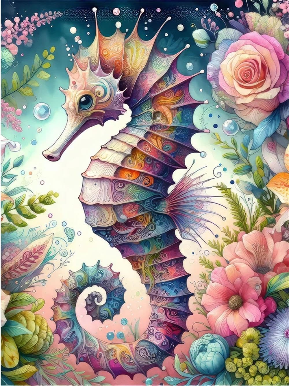 Amazon.com: BOPOVA 5D DIY Colorful Seahorse Diamond Art Painting Kits ...