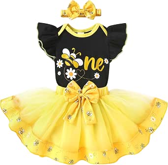 Amazon.com: YOUNGER TREE Baby Girls 1st Birthday Outfit ONE Romper ...