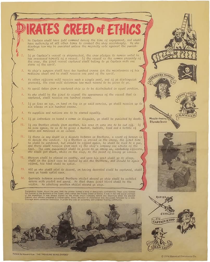 Amazon.com: Treasure Gurus Pirate Rules Parchment Paper Poster Ships ...