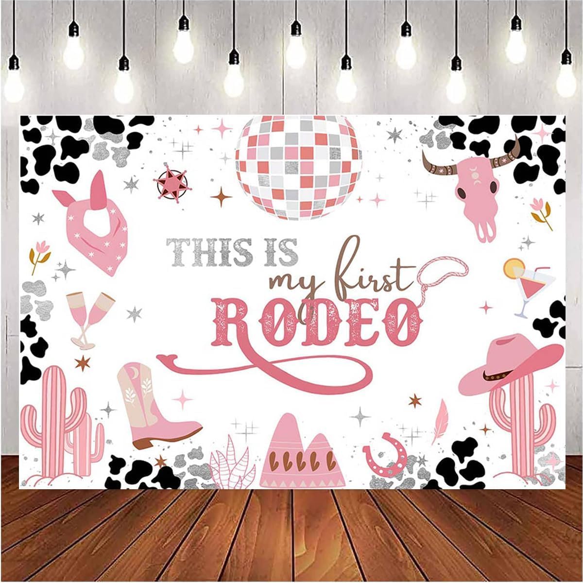 Amazon.com : Mocsicka Cowgirl First Birthday Backdrop Girls My First ...