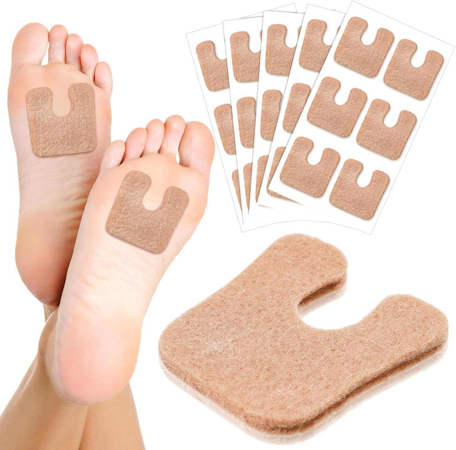 Amazon.com: Boao 30 Pcs Callus Pads 1/4" Thick U Shaped Metatarsal Corn ...