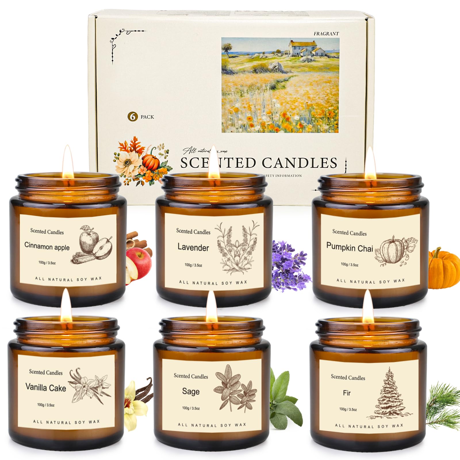 Amazon.com: 6 Pack Candles for Home Scented, Aromatherapy Candles Gifts ...