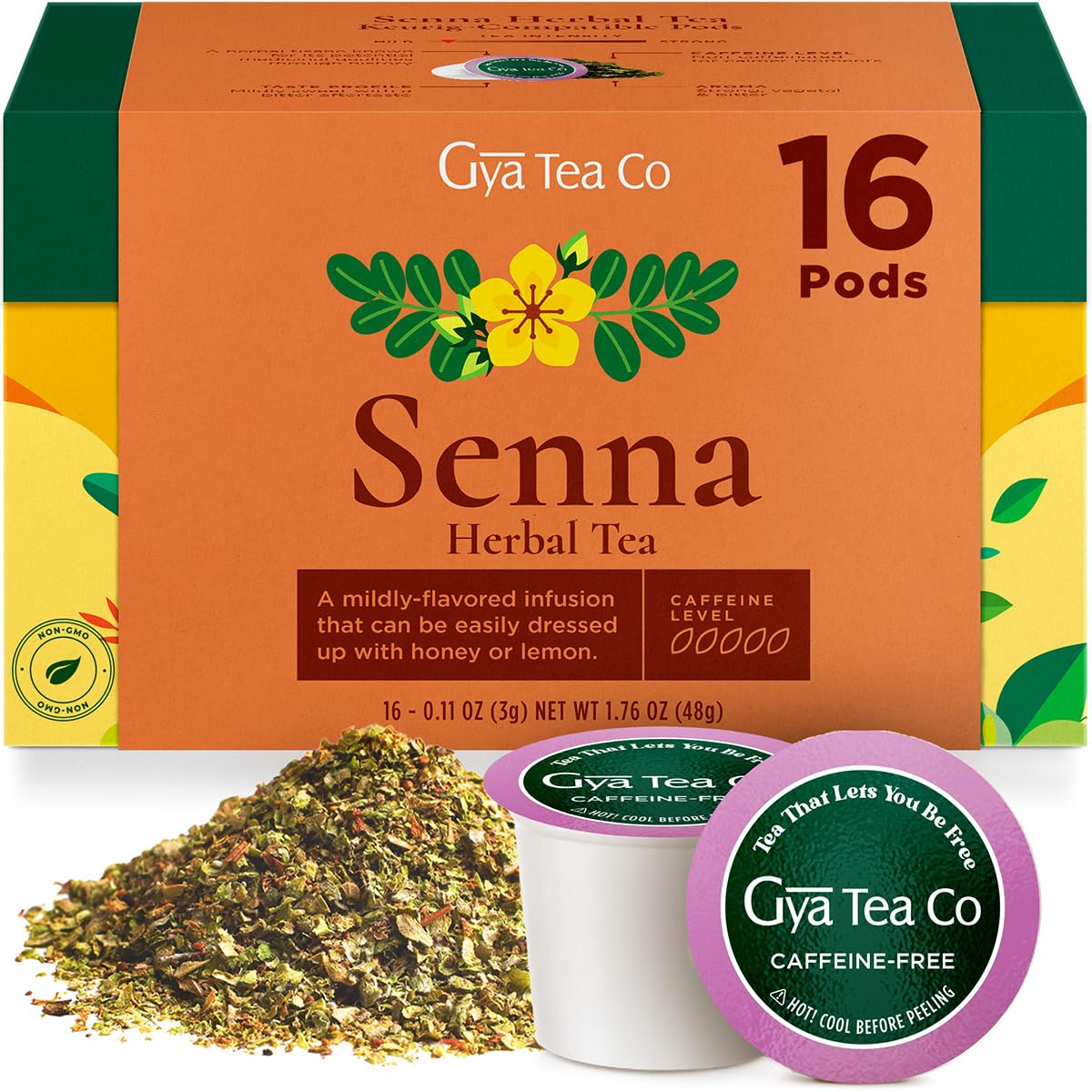 Amazon.com : Gya Tea Co Senna Herbal Tea Pod (16 ct) - Decaf Senna Leaf ...