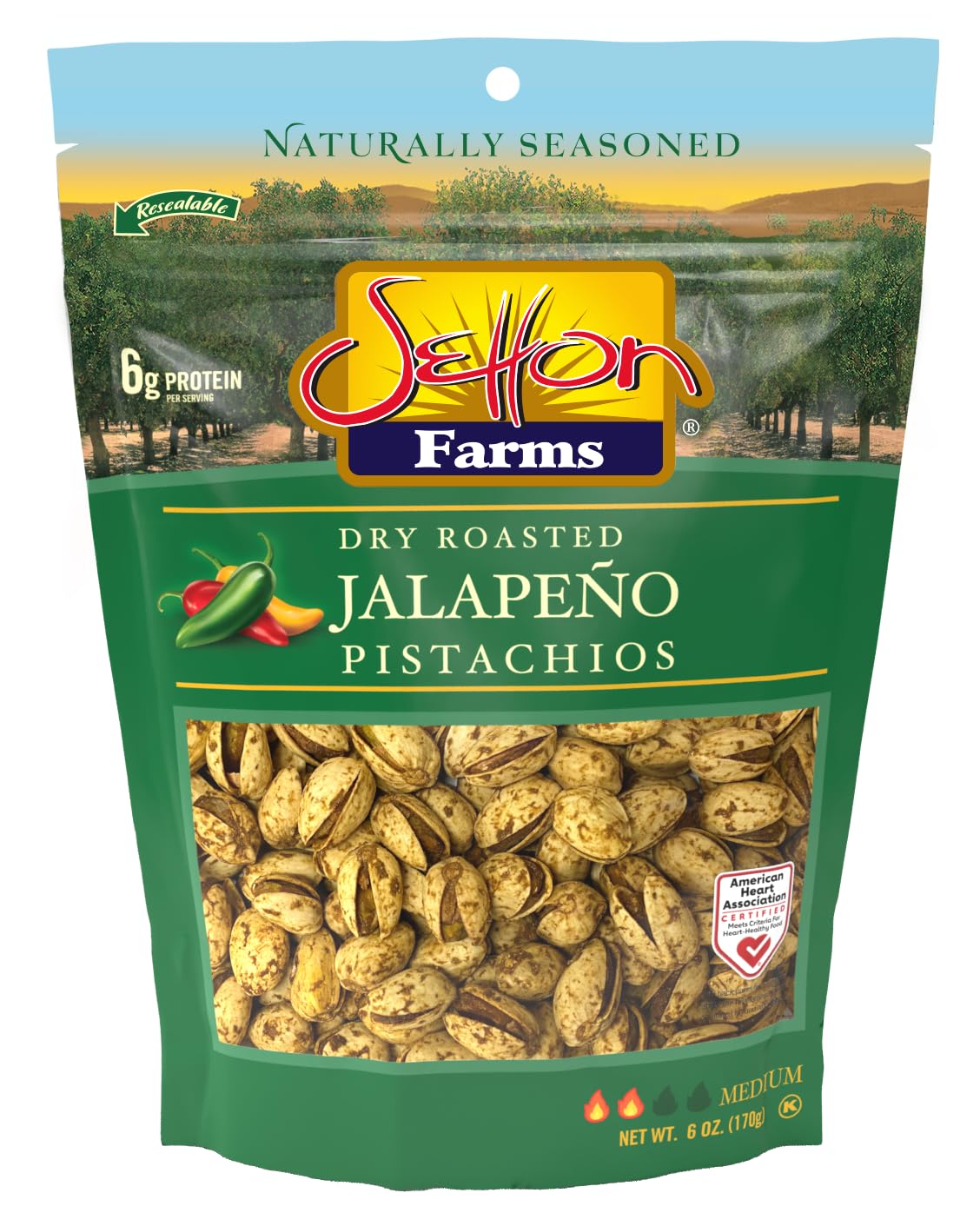 Amazon.com : Pistachios Jalapeno, In-Shell, 6 Oz. Bag, Kosher : Grocery ...