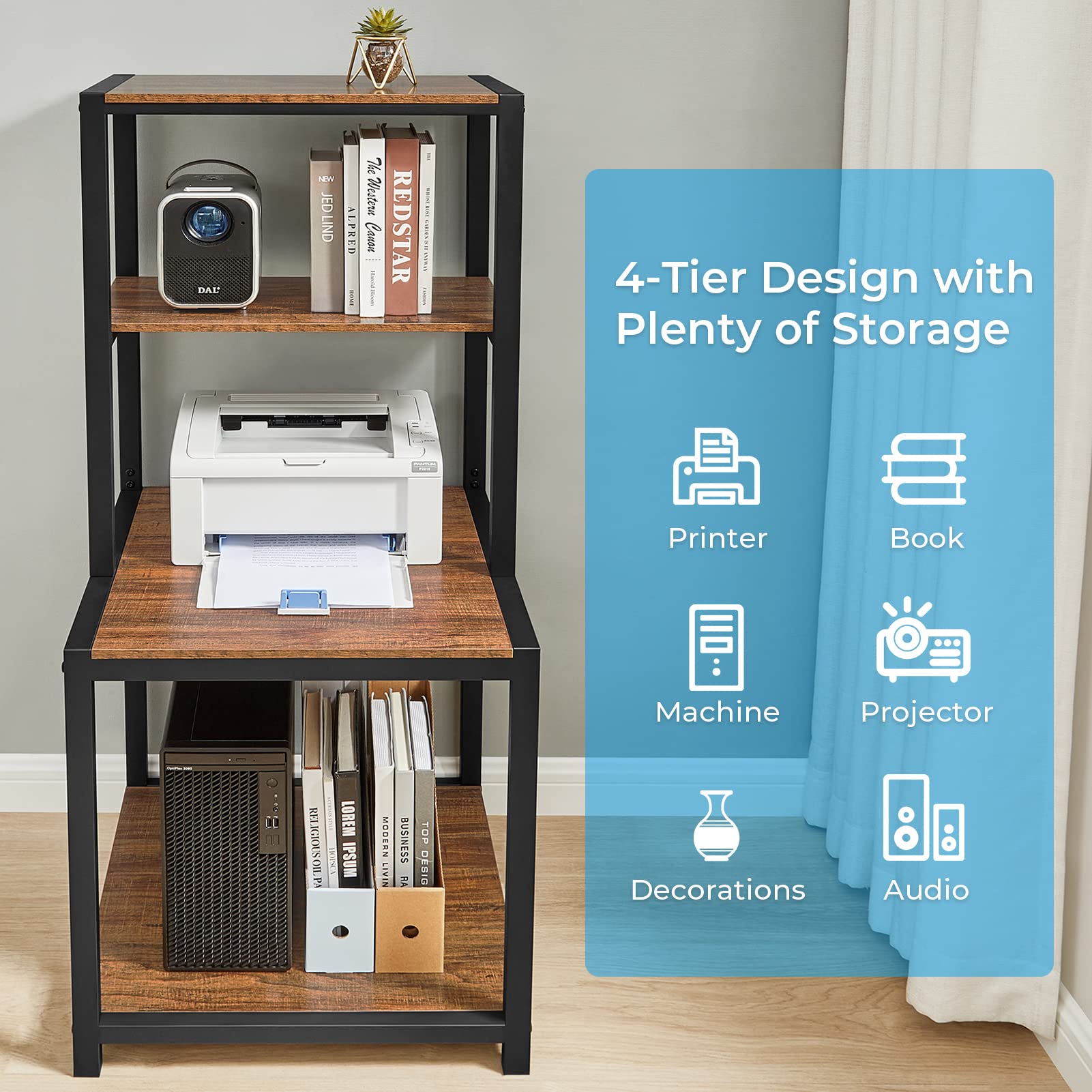 GreenForest Printer Stand with Storage Shelf, 49.2 inch Large Tall 4 ...