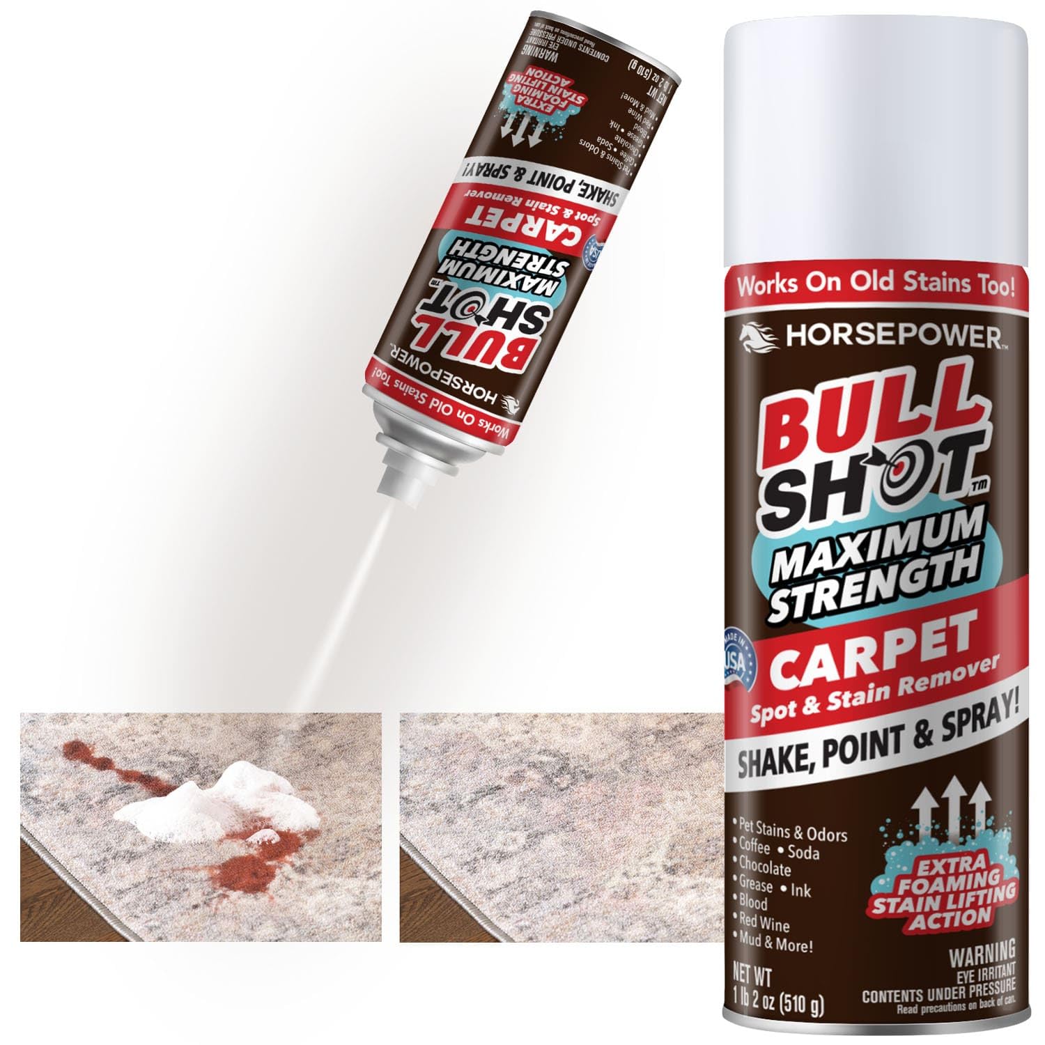 Amazon.com: Bull Shot MAX Strength Carpet Spot & Stain Remover by ...