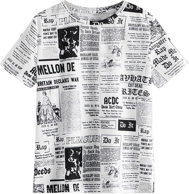 WDIRARA Women's Summer Newspaper Graphic Letter Print Slim Fit Casual ...