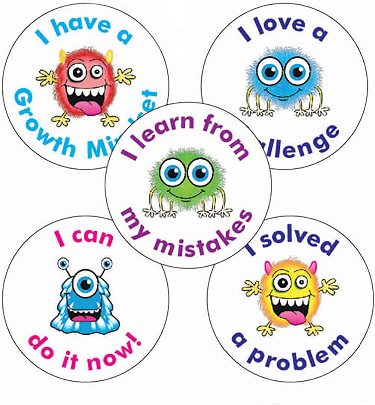 300 Holographic Sparkly Growth Mindset Monsters Motivational Childrens ...