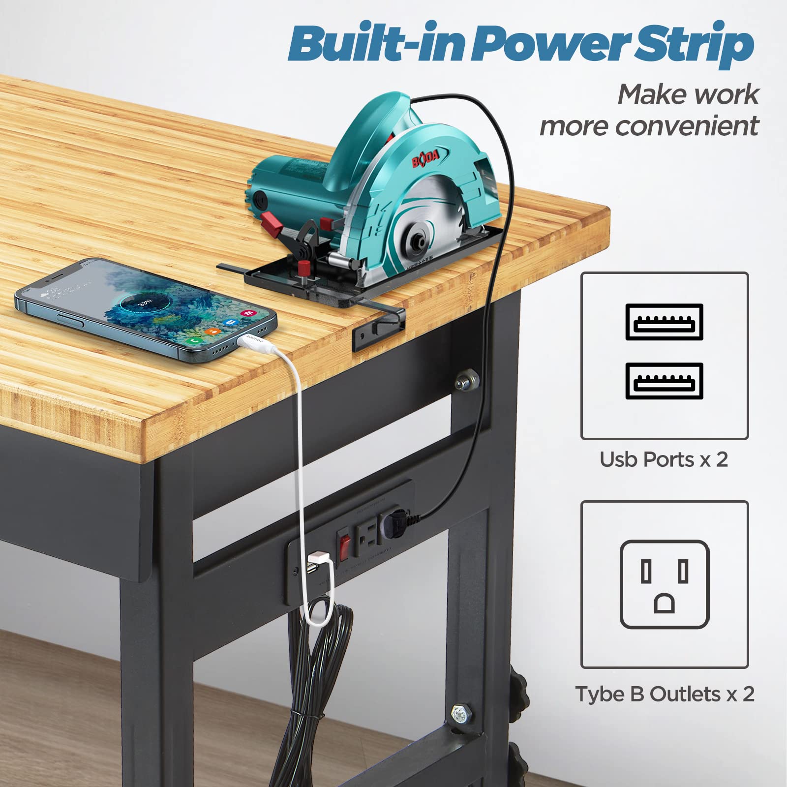 Husky Workbench DWVO Tool Cart, Workbench Adjustable Height Work Bench ...