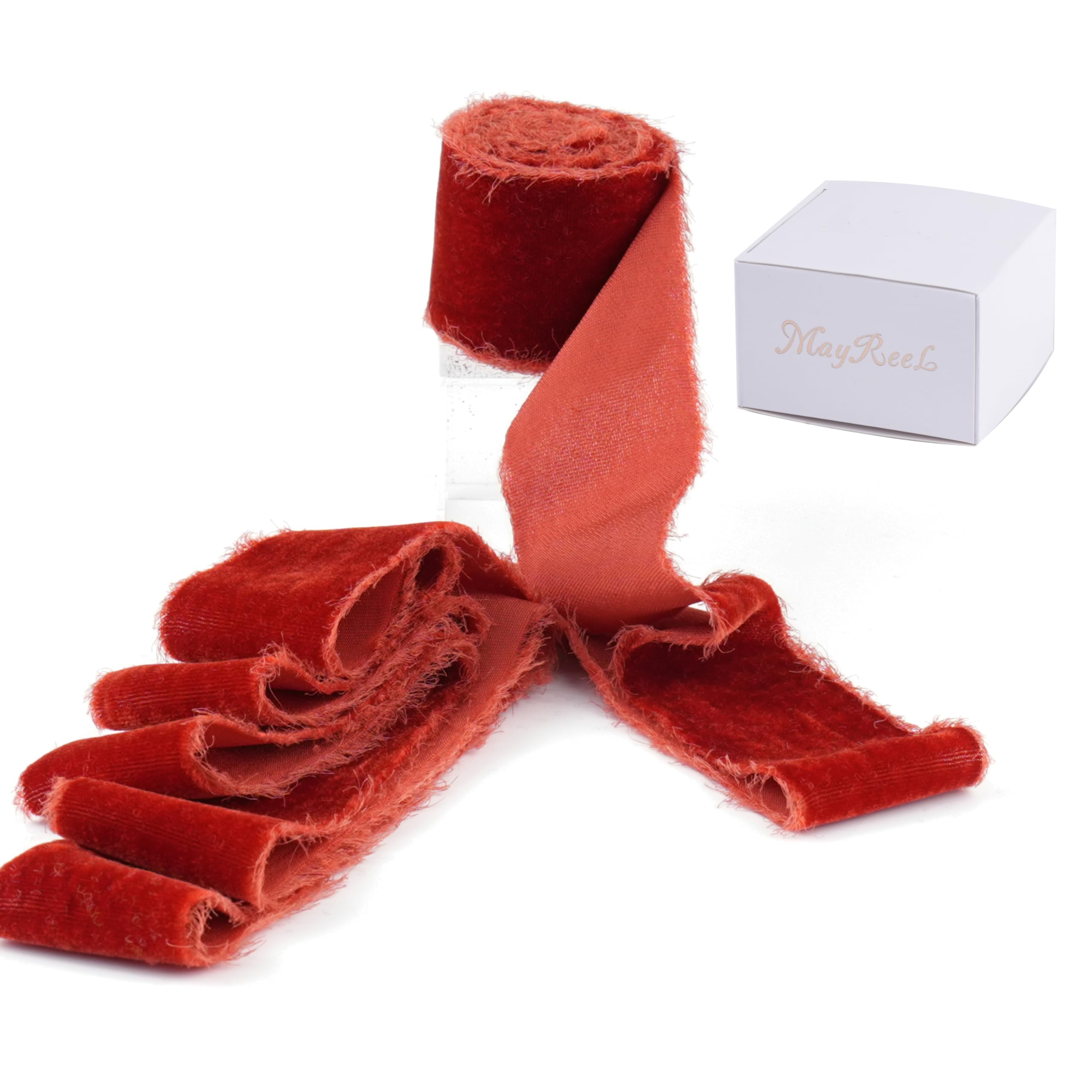 Amazon.com: MAYREEL Rust Velvet Ribbon 2 Inch x 3 Yards Frayed Edge ...