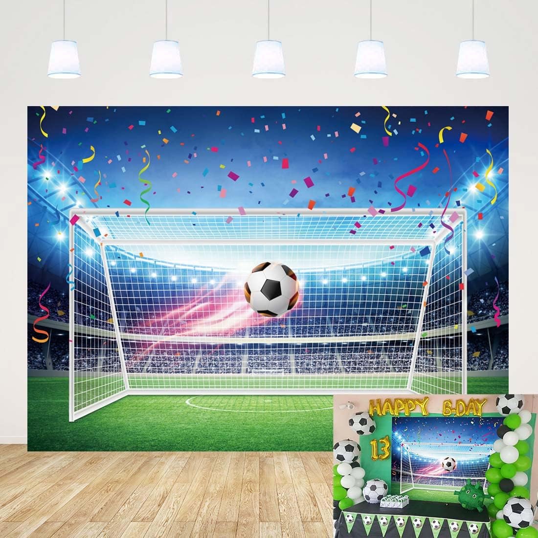 Haosphoto 7X5FT/210X150cm Football Field Backdrop Stage Lights Green ...