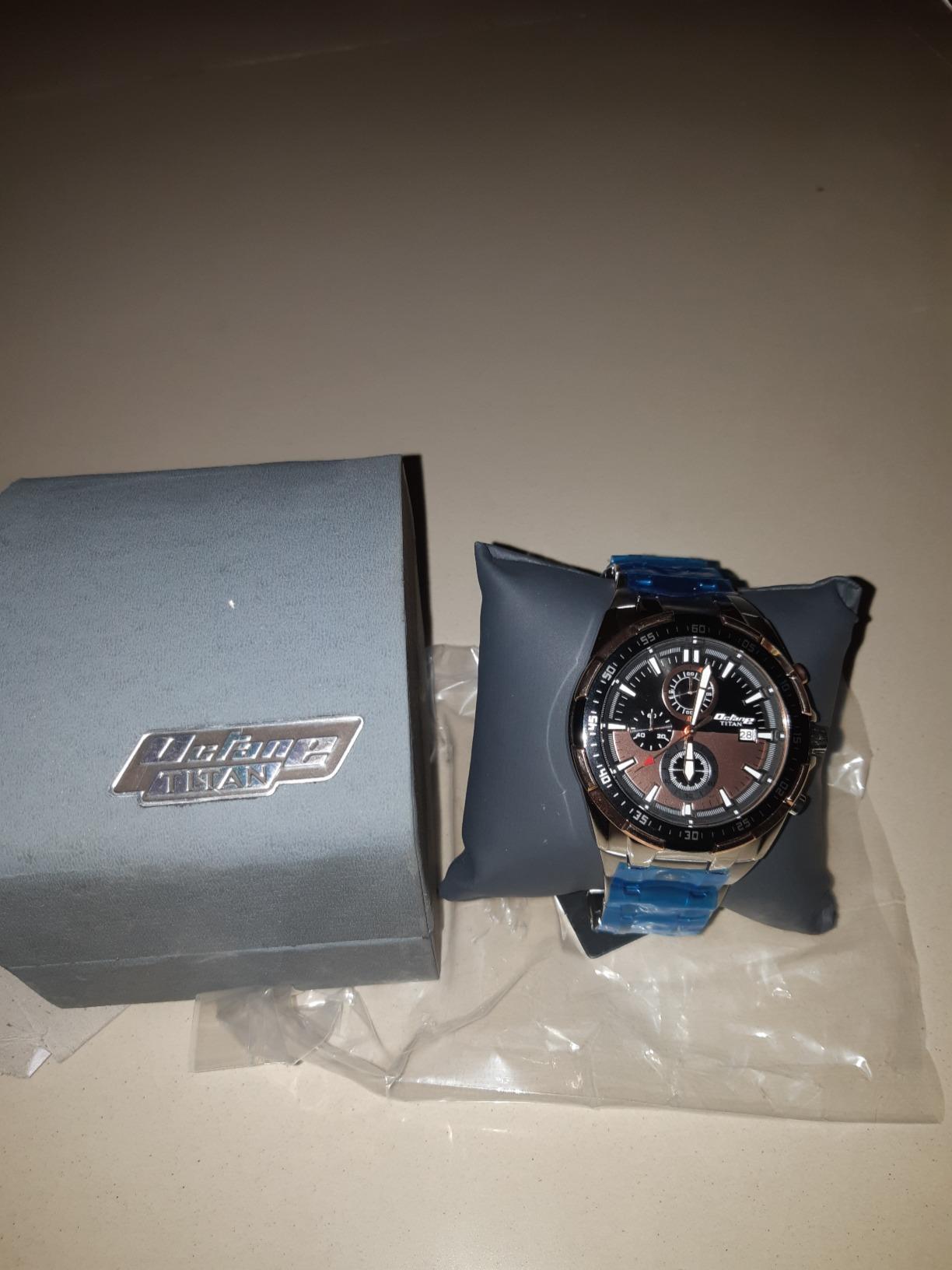 Titan Quartz Chronograph Black Dial Stainless Steel Strap Watch for Men ...