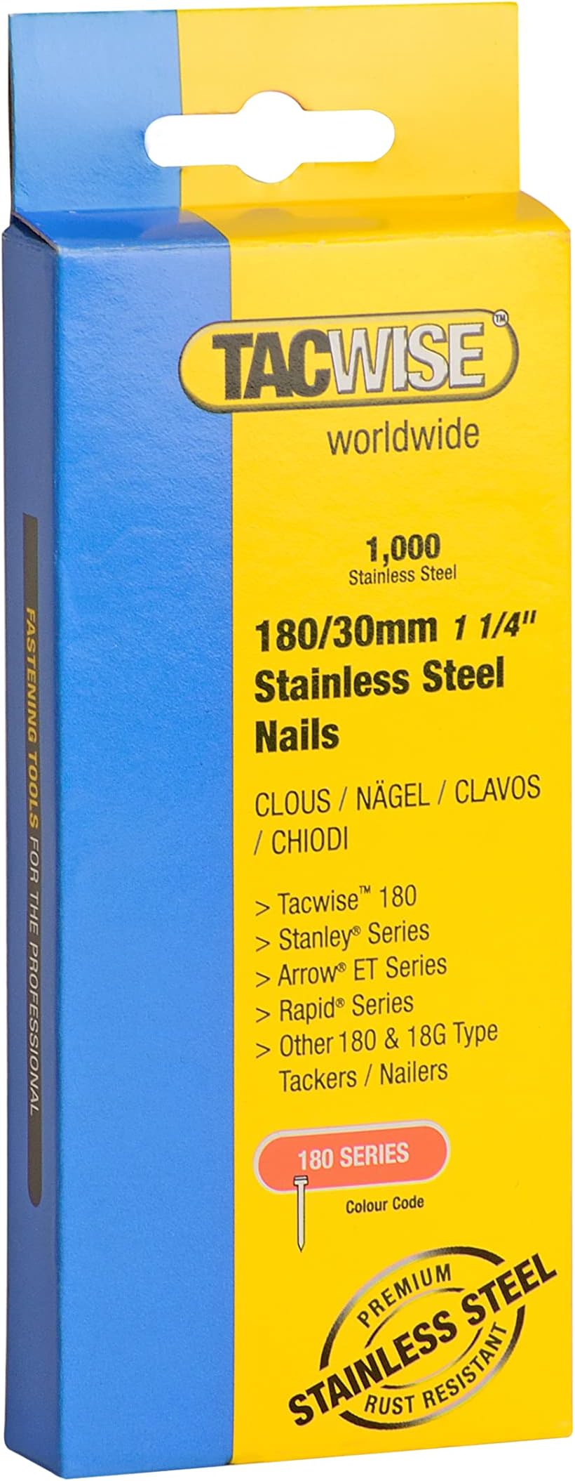 Tacwise 1067 Type 180/30 mm Stainless Steel 18G Brad Nails, Pack of ...