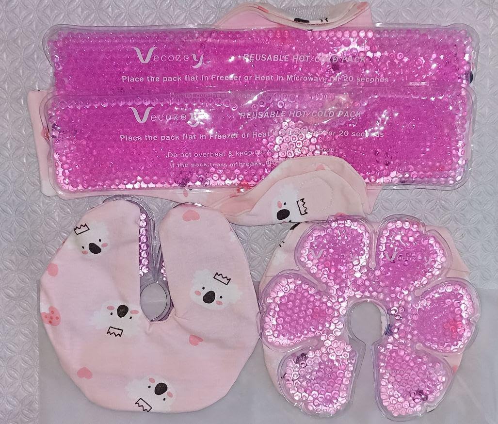 Vecozey Postpartum Ice Pads Set, 2 Perineal Cold Pack & 2 Breast ...