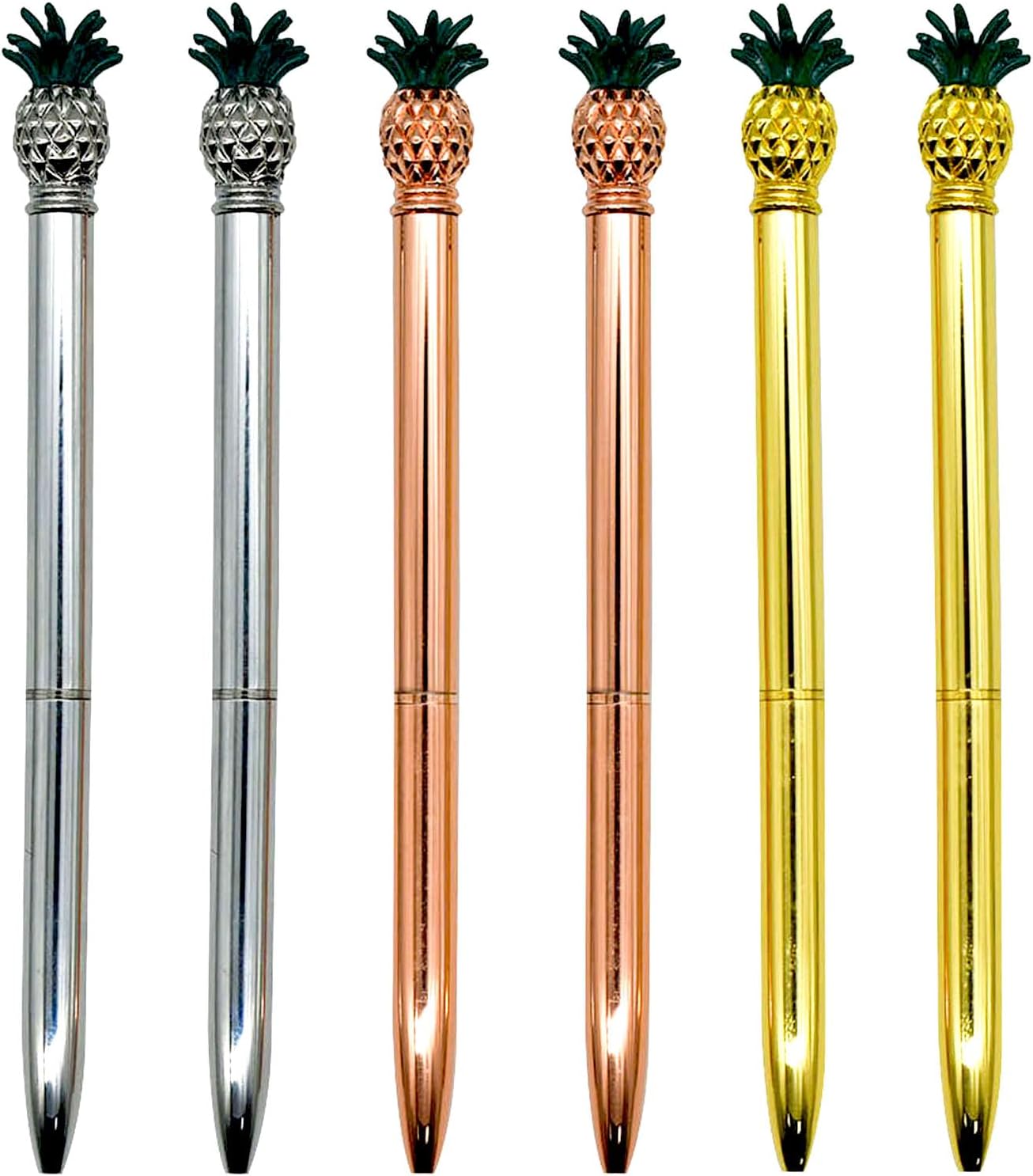 Amazon.com : Gullor 6 Pieces Pineapple Pens, Bling Metal Ballpoint Pens ...