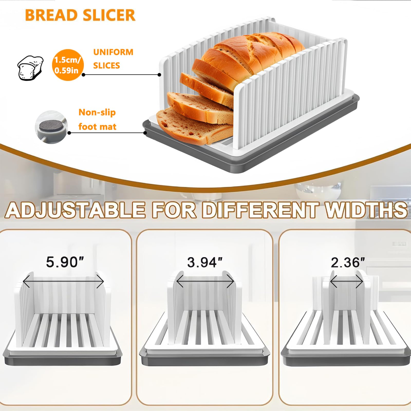 Bread Crumbs Plain 10.5\" Bread Slicing Guide - Adjustable Sourdough ...