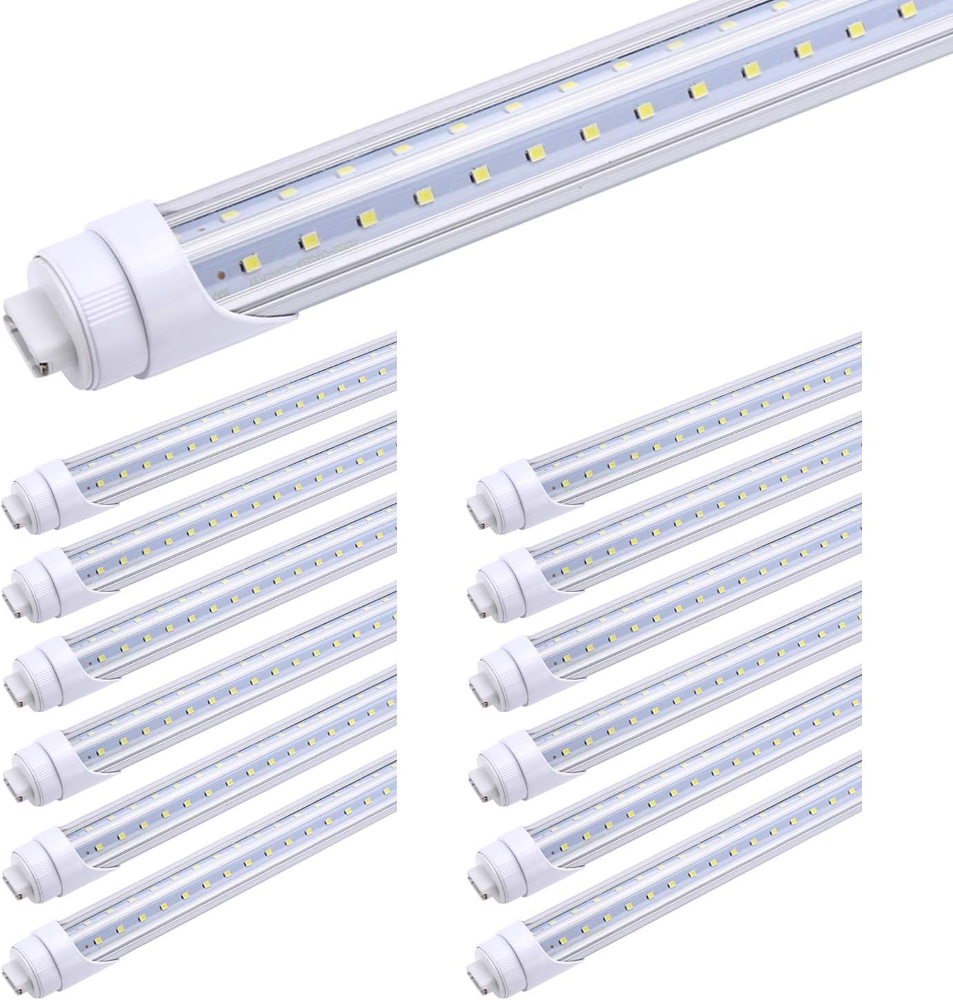 Amazon.com: TRLIFE R17D/HO 8FT LED Bulbs, V-Shaped Dual Row Clear Cover ...