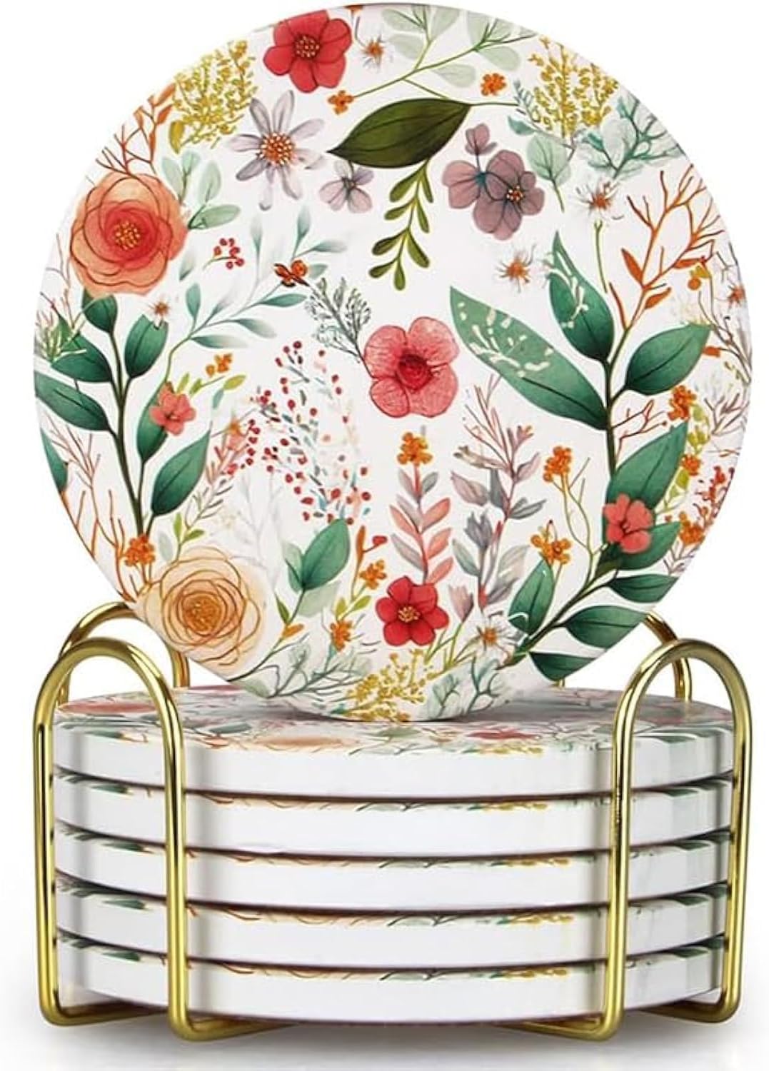 Amazon.com: RoomTalks 4pcs Cute Vintage Mushroom Coasters for Drink ...