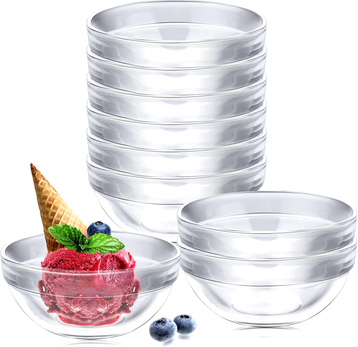 Amazon.com: Vmiapxo 10 Pack 3.5" Small Glass Bowls, 4.7oz Stackable ...