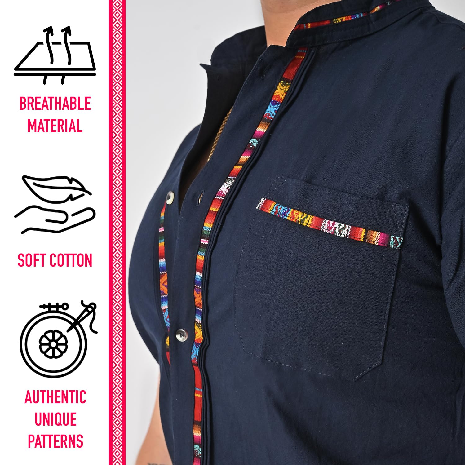 Snapklik.com : Mexican Guayabera Short Sleeve Shirt For Men Traditional ...