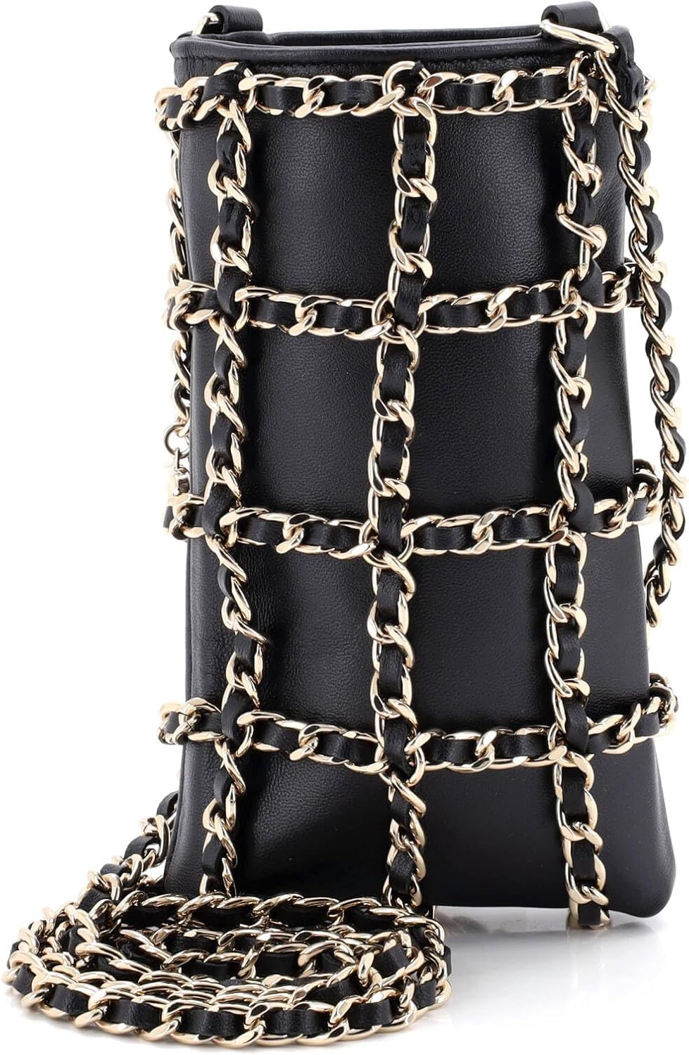Amazon.com: Chanel, Pre-Loved Tech Me Out Clutch With Chain Lambskin ...