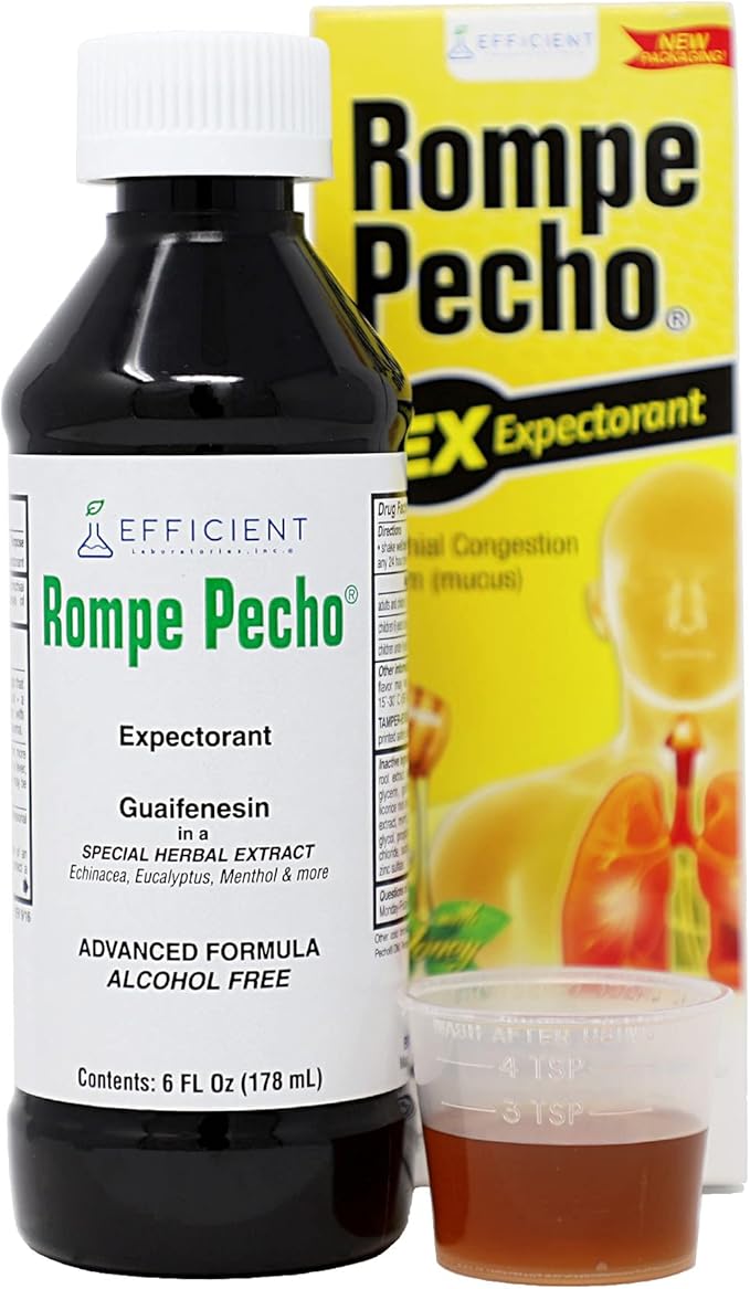 Amazon.com : Rompe Pecho EX (Expectorant) 6oz - Cold & Cough Syrup ...