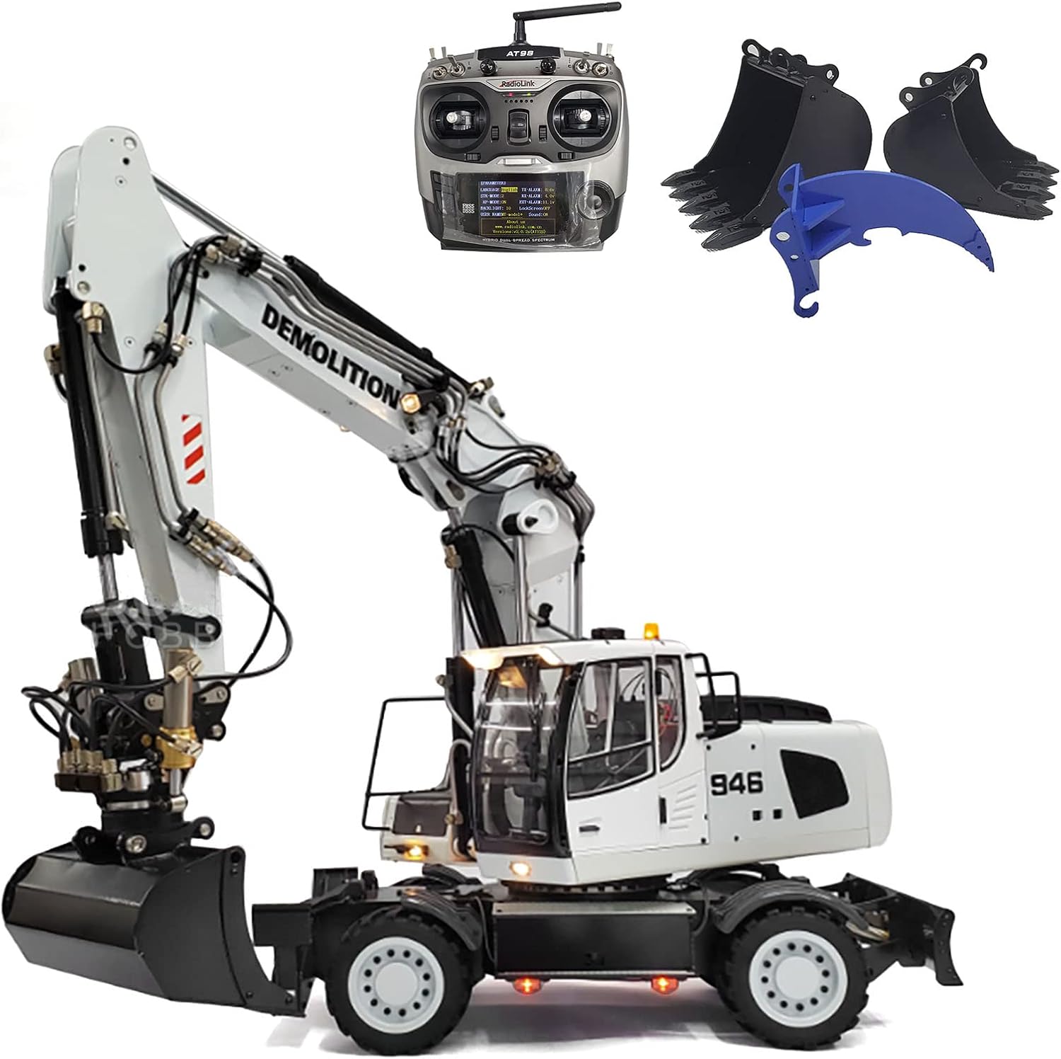 Buy 1/14 946-3 14CH Wheeled RC Hydraulic Excavator Assembled Metal Grab ...