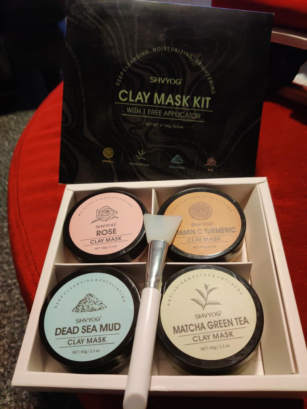 Clay Face Mask Kit, Vitamin C Clay Mask with Turmeric, Dead Sea Mud ...