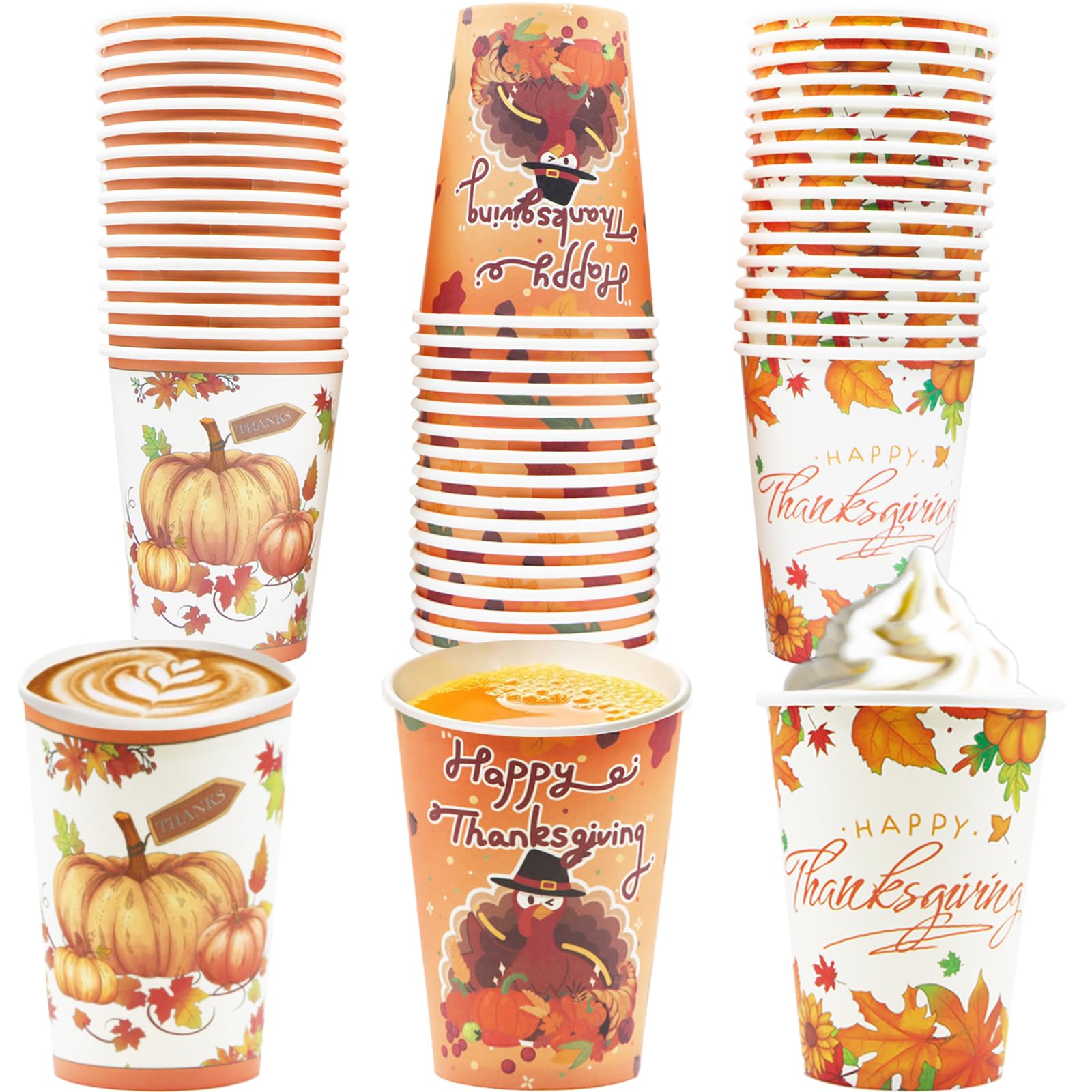 Amazon.com: Decodinli 48 PCS 12 oz Thanksgiving Disposable Paper Cups ...