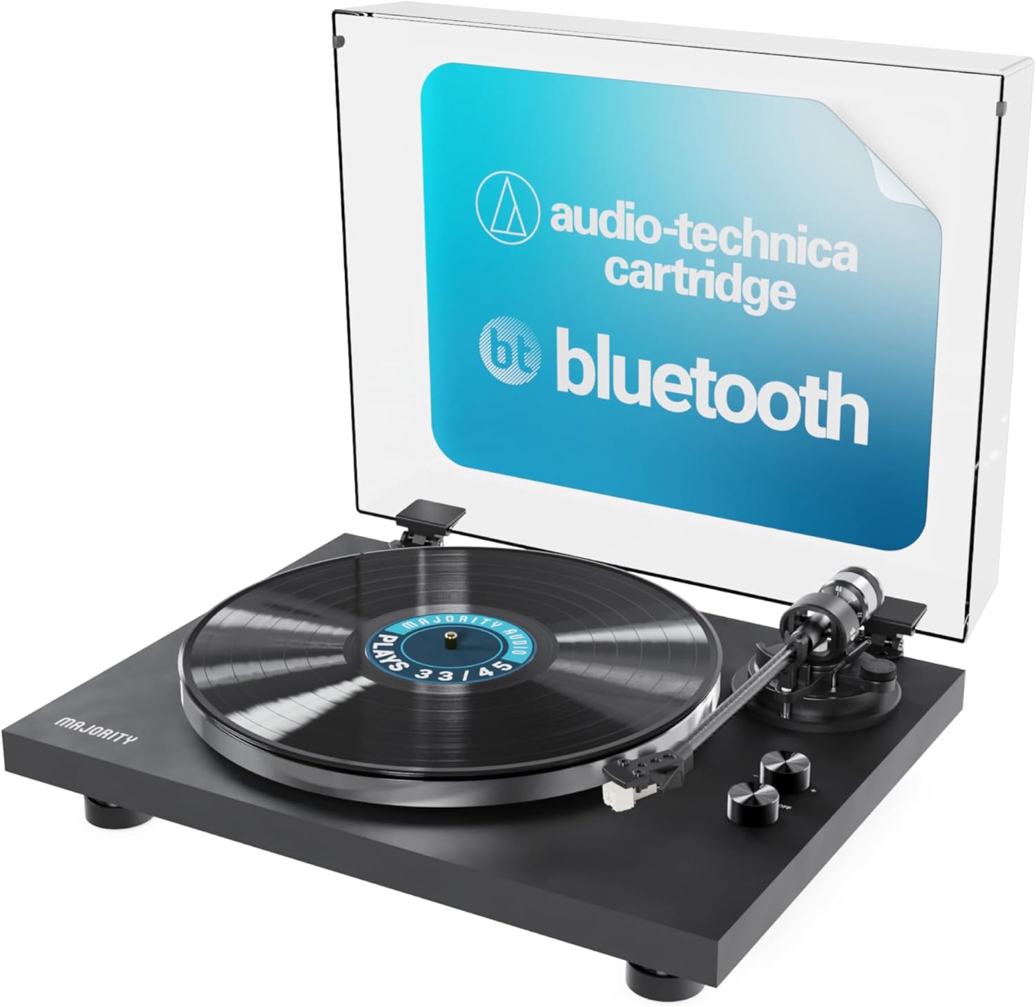 Majority Stylo Bluetooth Record Player – Premium Turntable with AT3600L ...