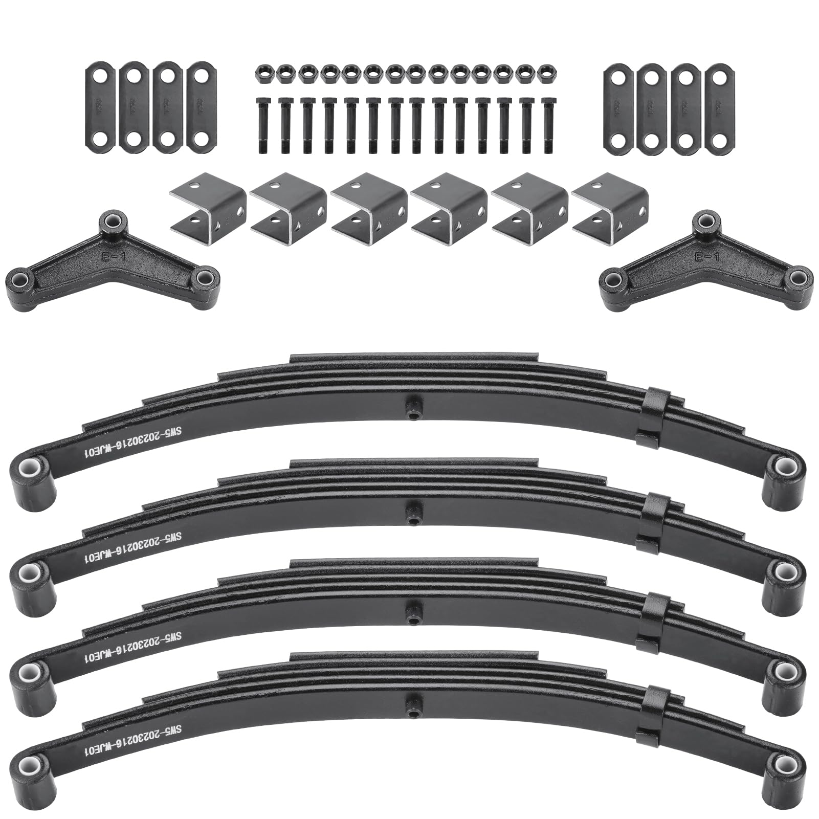 Youxmoto 5 Leaf Springs Tandem Trailer Axle Suspension Kit & Hanger Kit ...