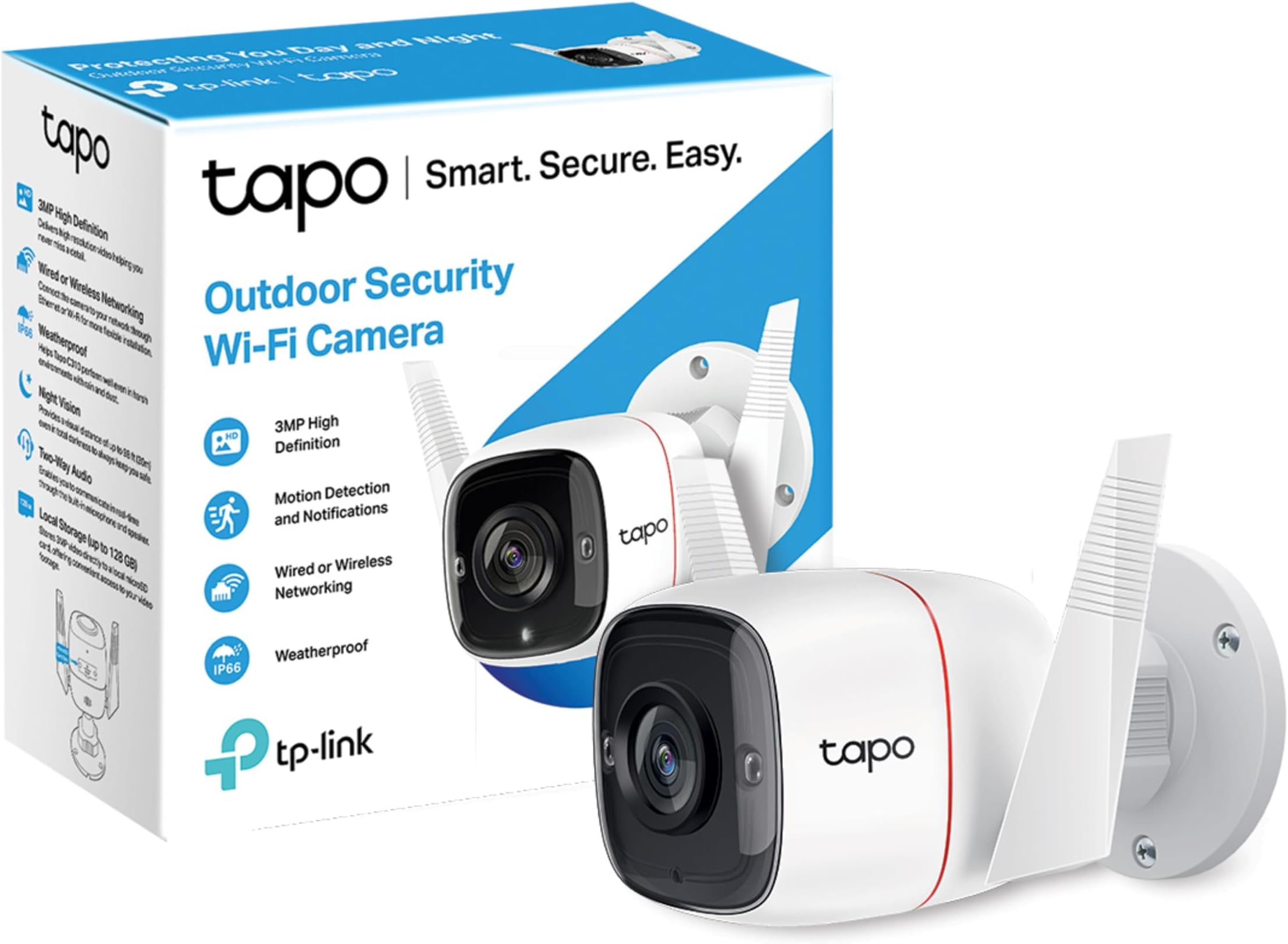 TP-Link Tapo 2K HD Security Camera Outdoor Wired, Built-in Siren, Night ...