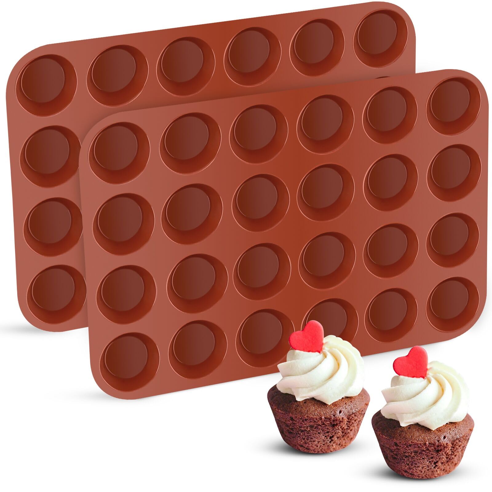 Amazon.com: JOERSH Silicone Mini Muffin Pans 24 Cups Mini Cupcake Pan ...