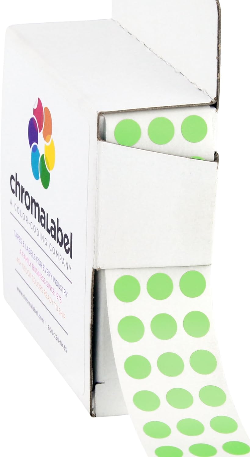 Amazon.com : ChromaLabel 0.25 inch Round Label Permanent Color Code Dot ...
